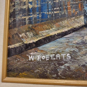 Signed W. Robert Oil Painting Framed French Street Scene Canvas Size ...
