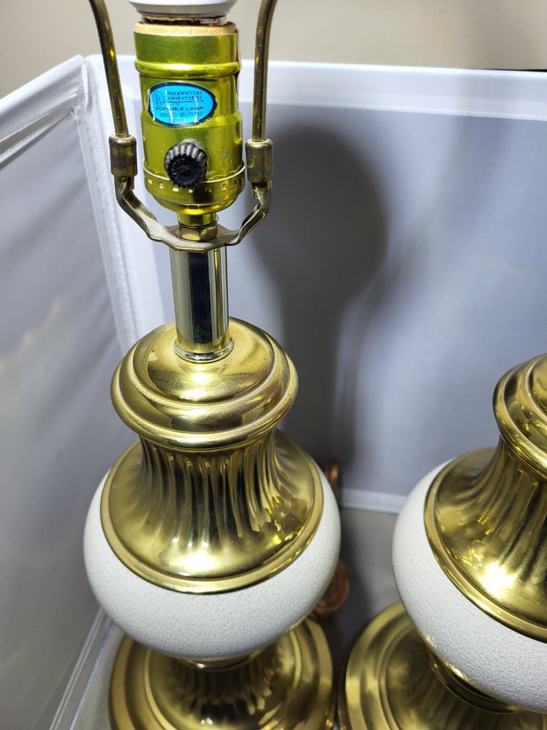 Vintage Alsy Table Lamp Pair Mid Century Brass Ceramic - Etsy