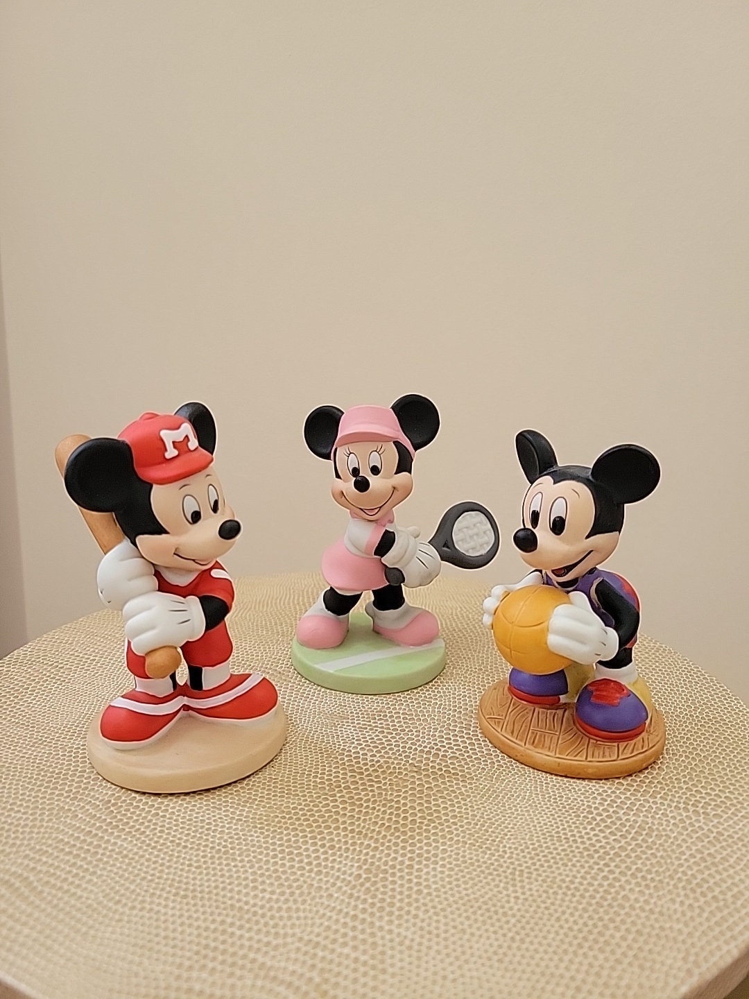 Set of 3 Disney Mickey and Minnie Mouse Figurines Baseball, Basketball ...