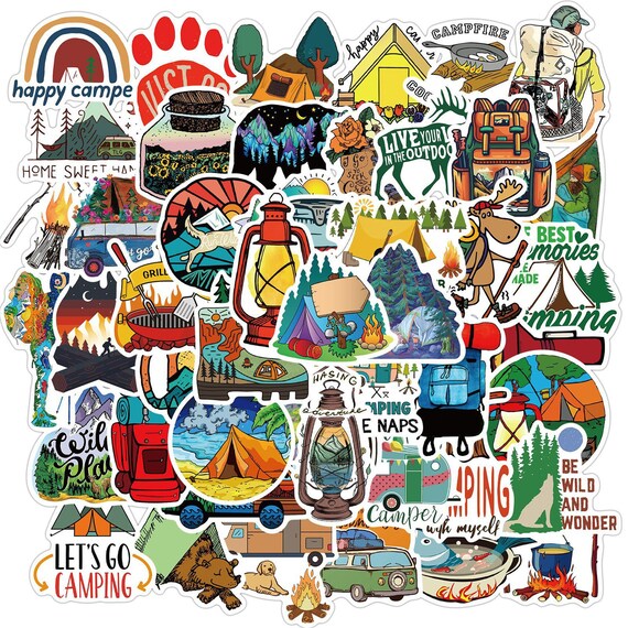 50PCS Outdoors Camping Sticker Pack for Water Bottles Laptop - Etsy