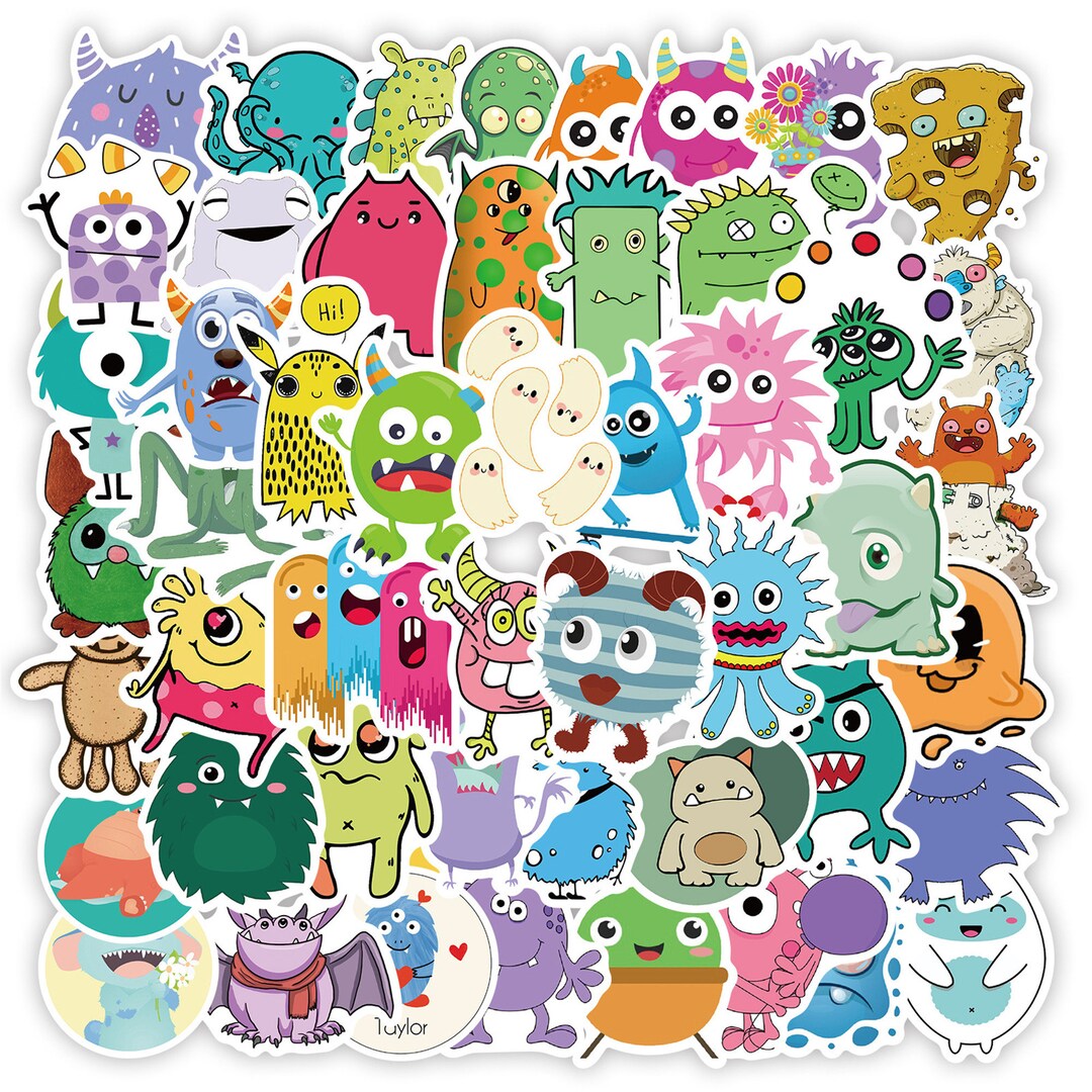 50 Pcs Monsters Sticker Pack Waterproof Cartoon Sticker for Water ...