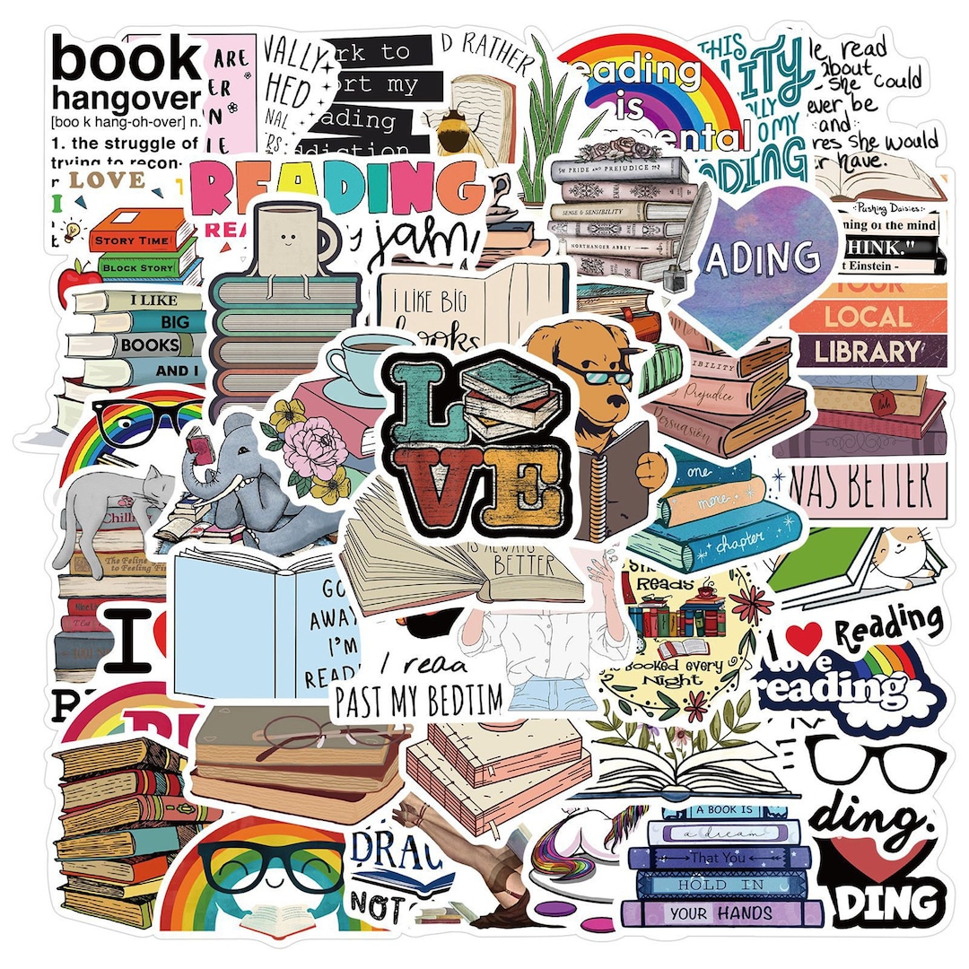 50 Pcs Book Sticker Pack Waterproof Reading Sticker for Water - Etsy