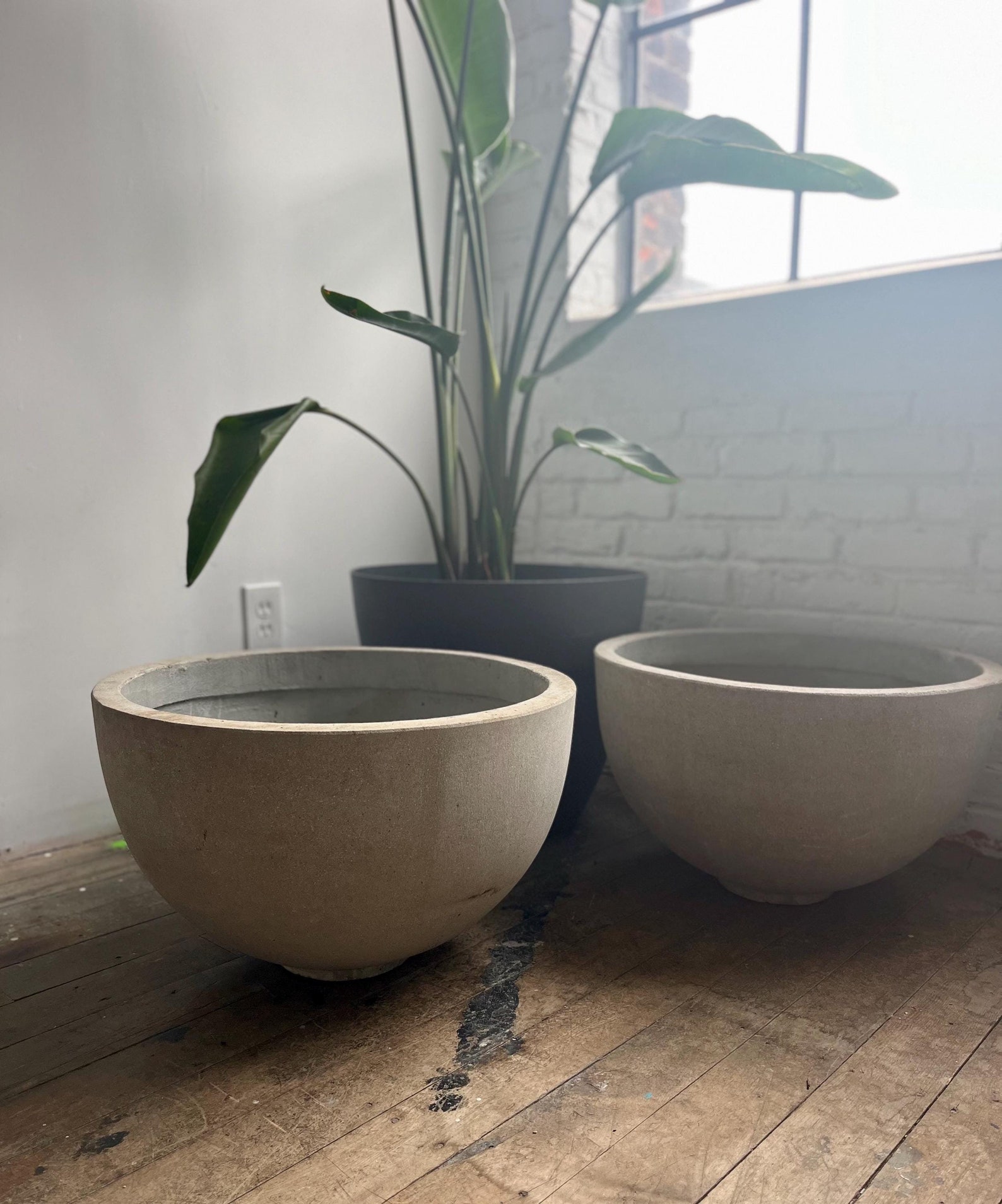 MCM Fiberglass Cement Style Planters - Etsy
