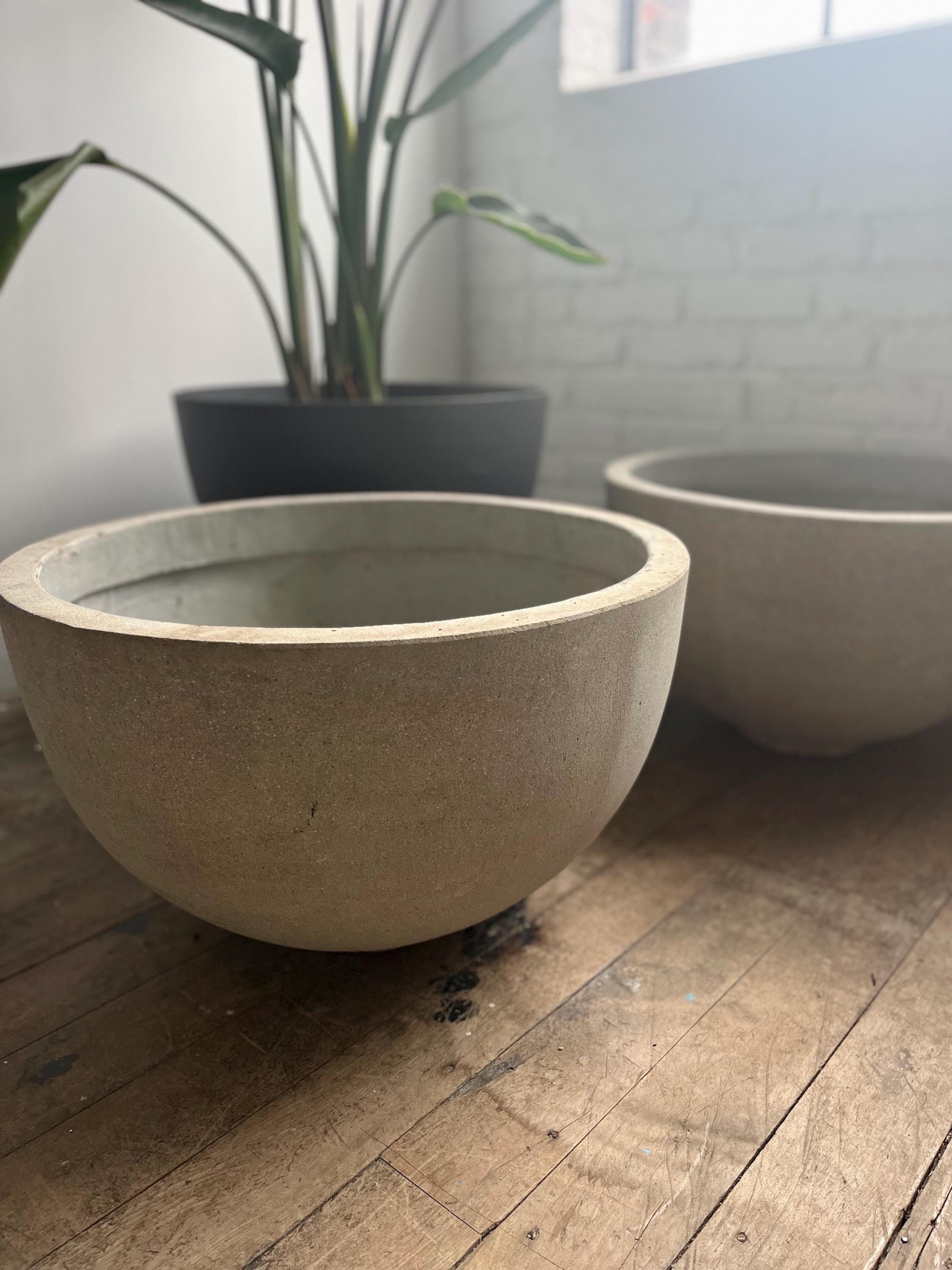 MCM Fiberglass Cement Style Planters - Etsy
