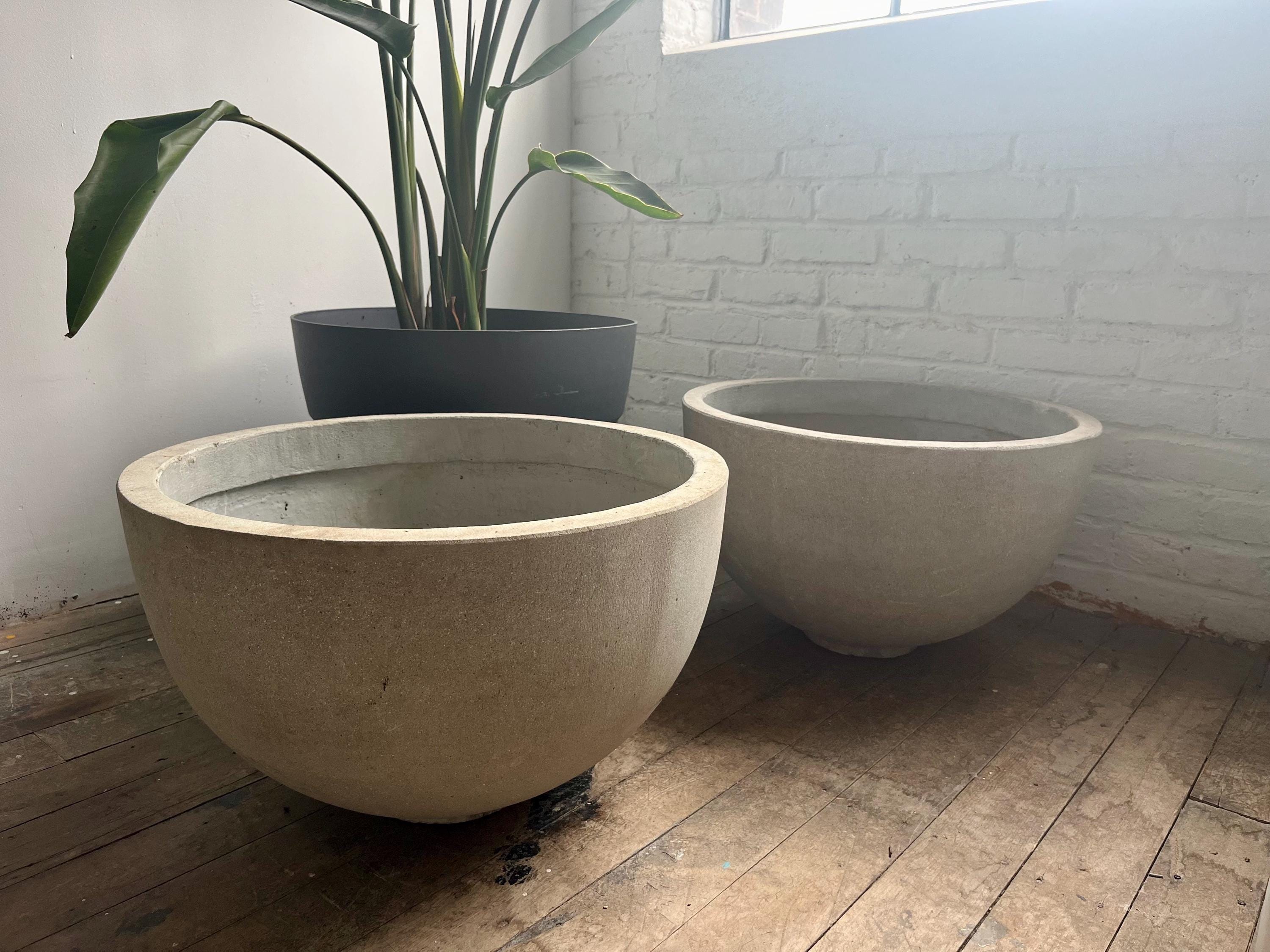 MCM Fiberglass Cement Style Planters - Etsy