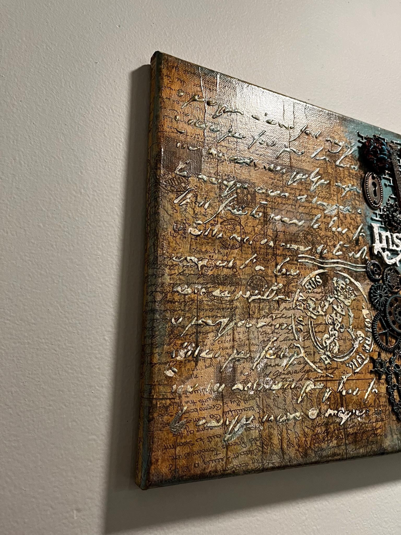 12 X 12 Mixed Media Collage on Canvas, Original Art, Wall Art, Modern ...