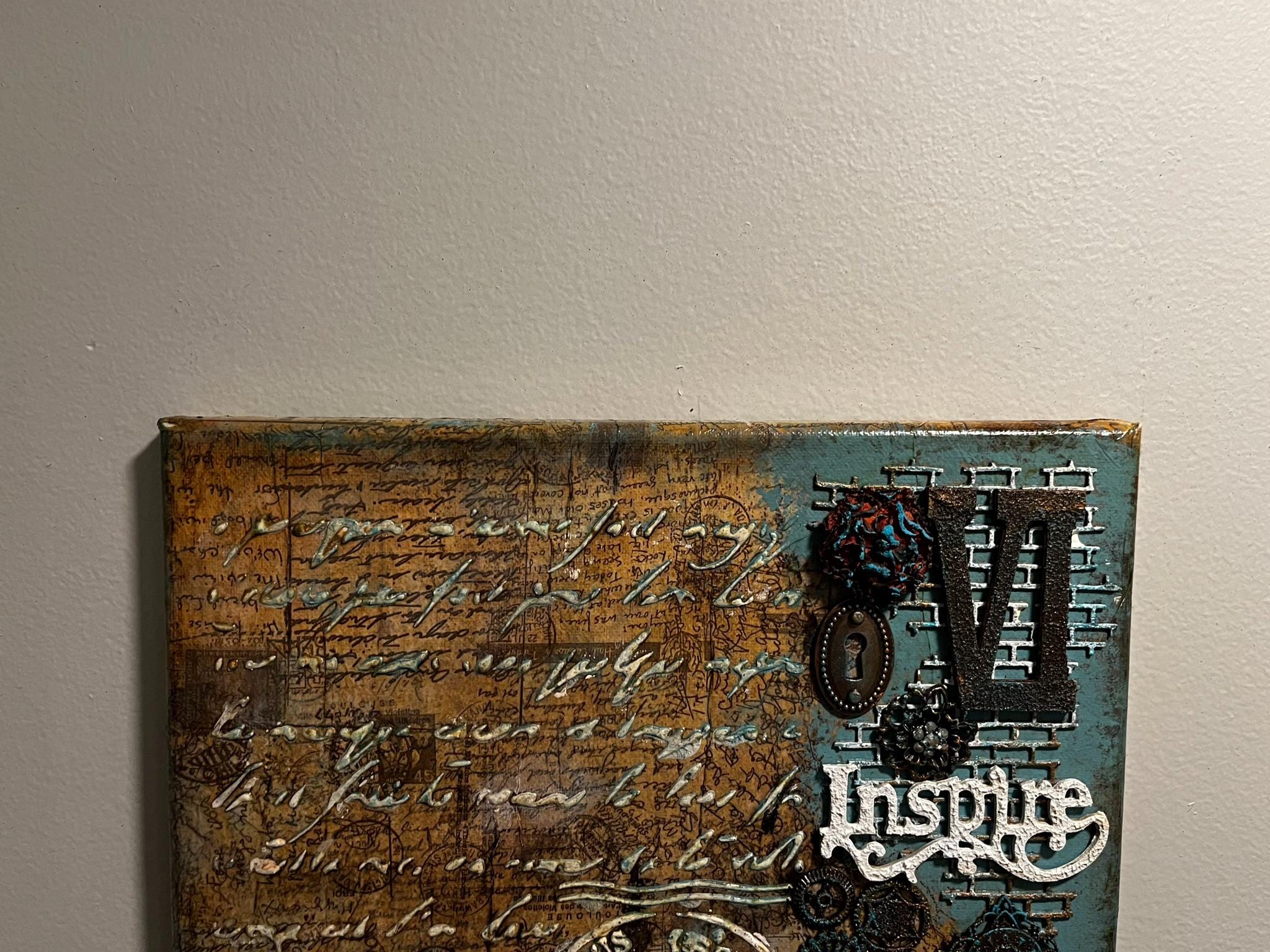 12 X 12 Mixed Media Collage on Canvas, Original Art, Wall Art, Modern ...