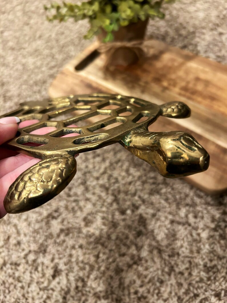 Vintage Solid Brass Turtle Trivet Stand Brass Coastal - Etsy
