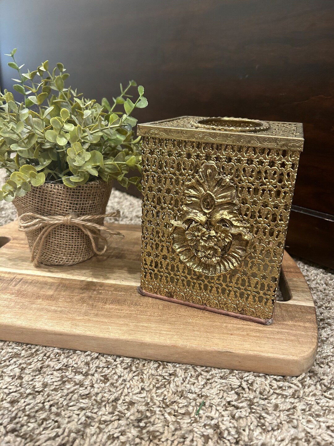 Mid-century Hollywood Regency Filigree Tissue Box Cover With Floral ...