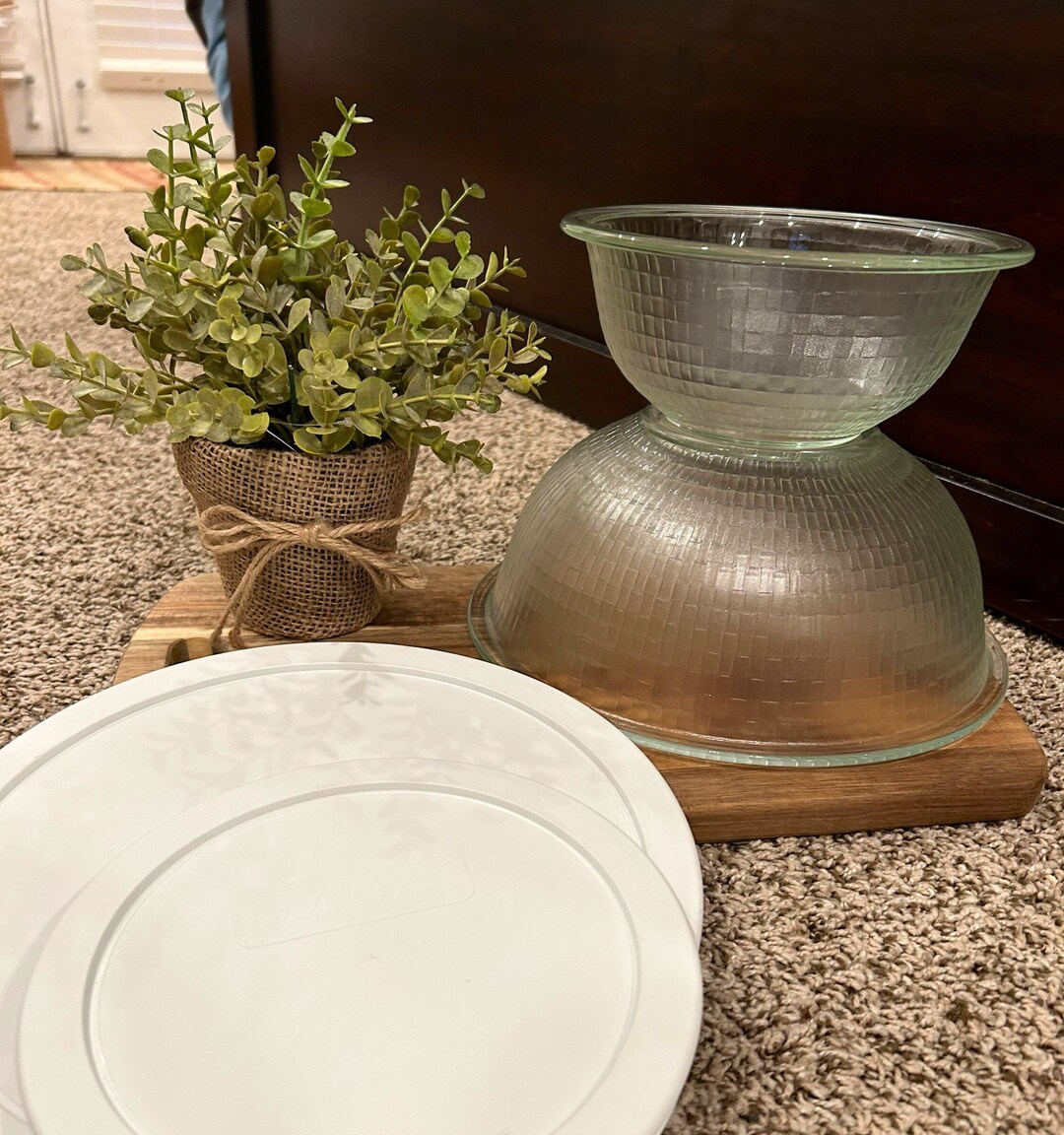 Pyrex Basket Weave Glass Nesting Bowls 322 and 325 - 1qt. and 2.5qt ...