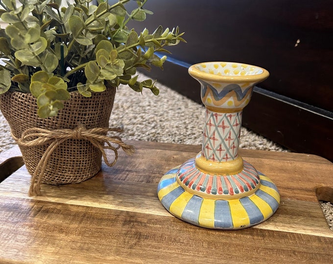 Rare Mackenzie Childs "monet" Candlestick Holder. Vintage Mackenzie ...