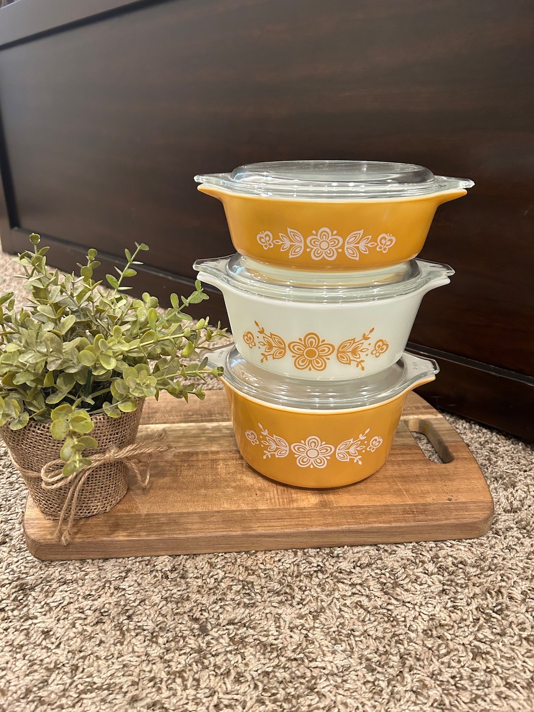 Vintage Pyrex Butterfly Gold Casserole Dishes Lids 471 472 473. Vintage ...