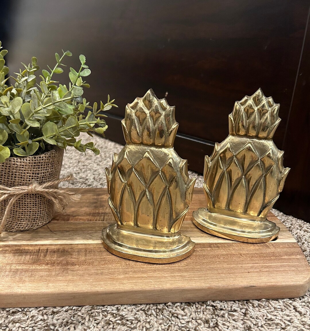 Vintage Brass Pineapple Bookends. Solid Brass Pineapple Bookends ...