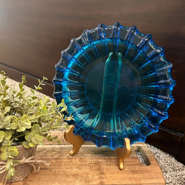 Vintage Blue Ashtray - Etsy