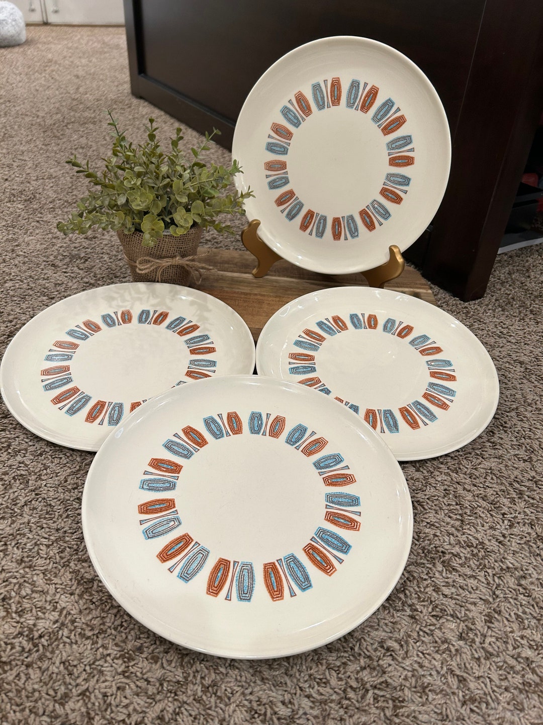 MCM Taylor Smith Java Key Dinner Plates- Set of 4 ( FOUR). Retro ...