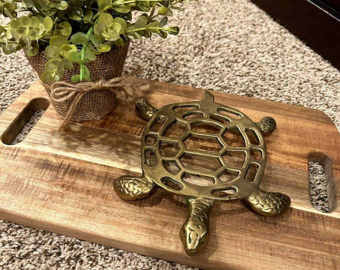 Vintage Solid Brass Turtle Trivet Stand | Brass Coastal Turtle. Solid ...