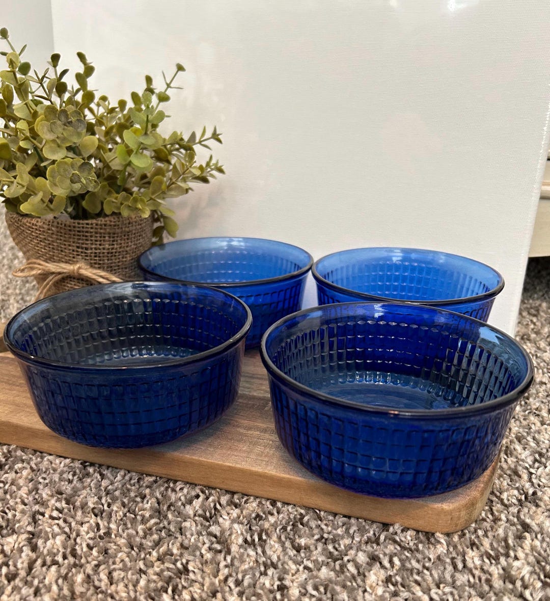 Vintage Textured Cobalt Blue Forte Crisa Cereal Bowls Set of 4 FOUR ...