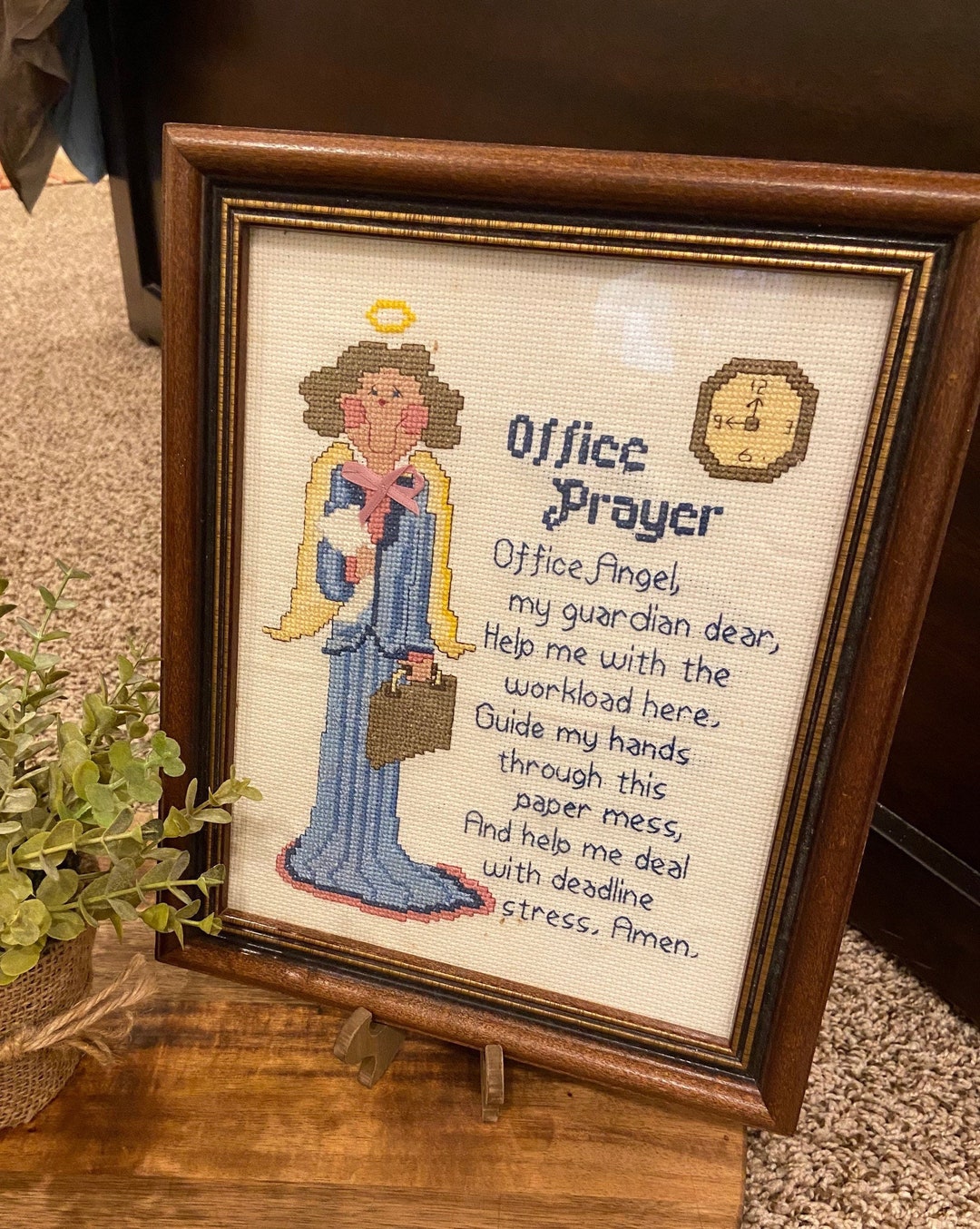 Cross Stitch-office Angel Prayer Cross Stitch Framed Completed. Approx ...