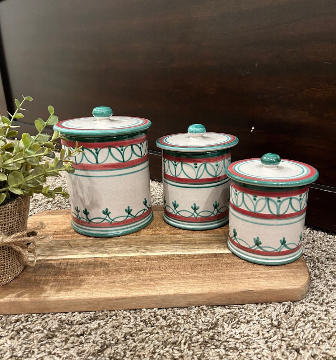 Rare Corso De Fiori Italian Pottery. Solimene Vietra Pattern . Set of 3 ...