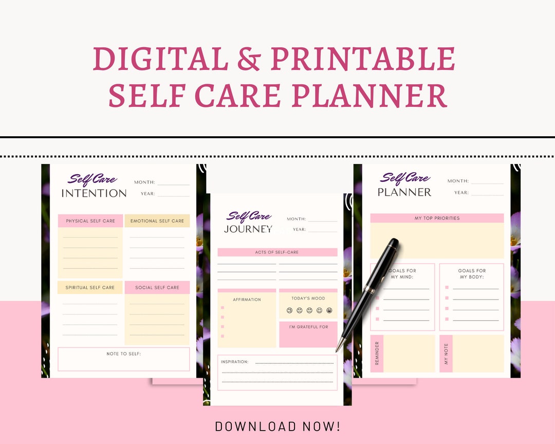 Digital Self Care Planner | Printable Wellness Journal - Etsy