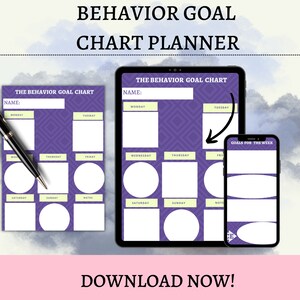 Behavior Goal Chart, Kids Printable Rewards Chart, Editable Chore ...