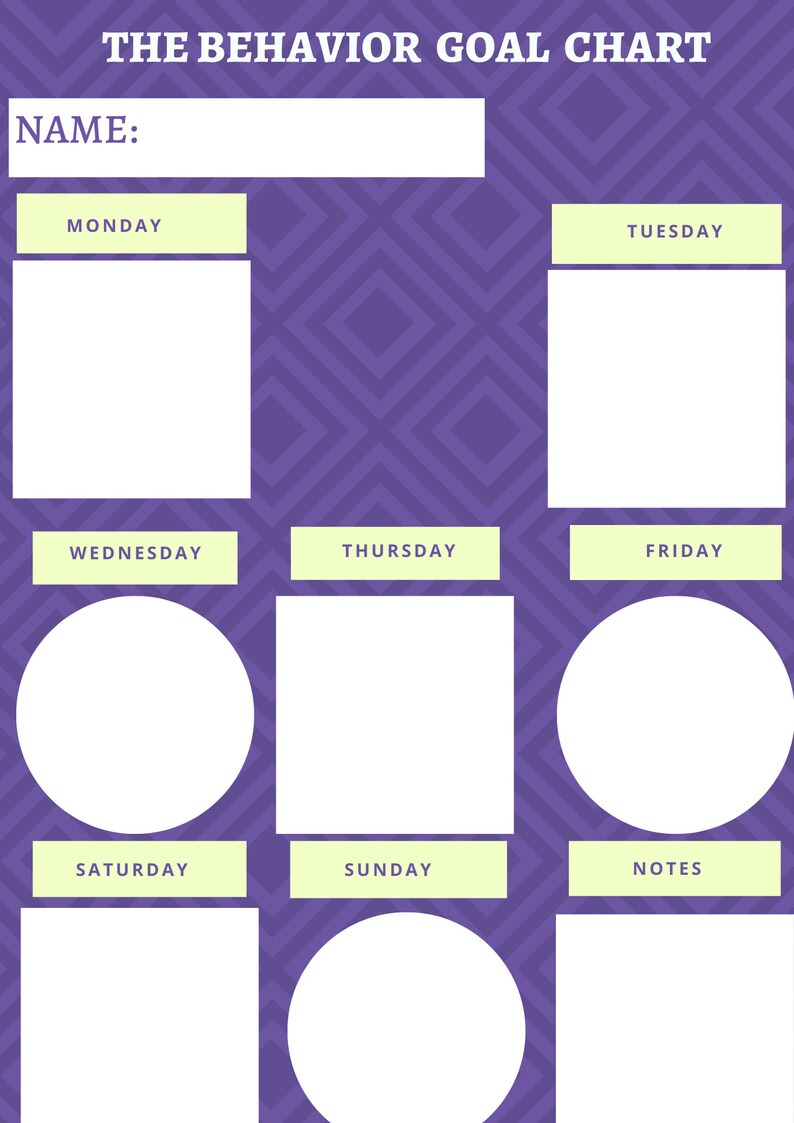 Behavior Goal Chart, Kids Printable Rewards Chart, Editable Chore ...