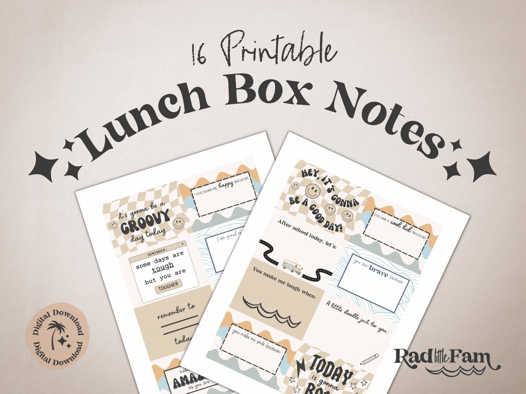 Printable Lunch Box Notes DIGITAL DOWNLOAD, Navy & Tan - Back to School ...