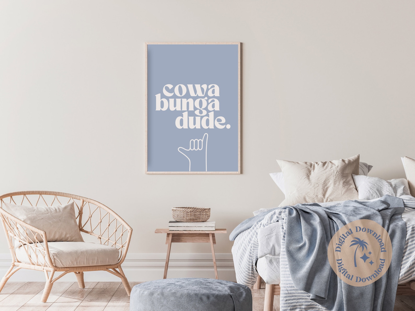 Cowabunga Dude - Printable Nursery Wall Art, Surf, Shaka Print, Boho ...