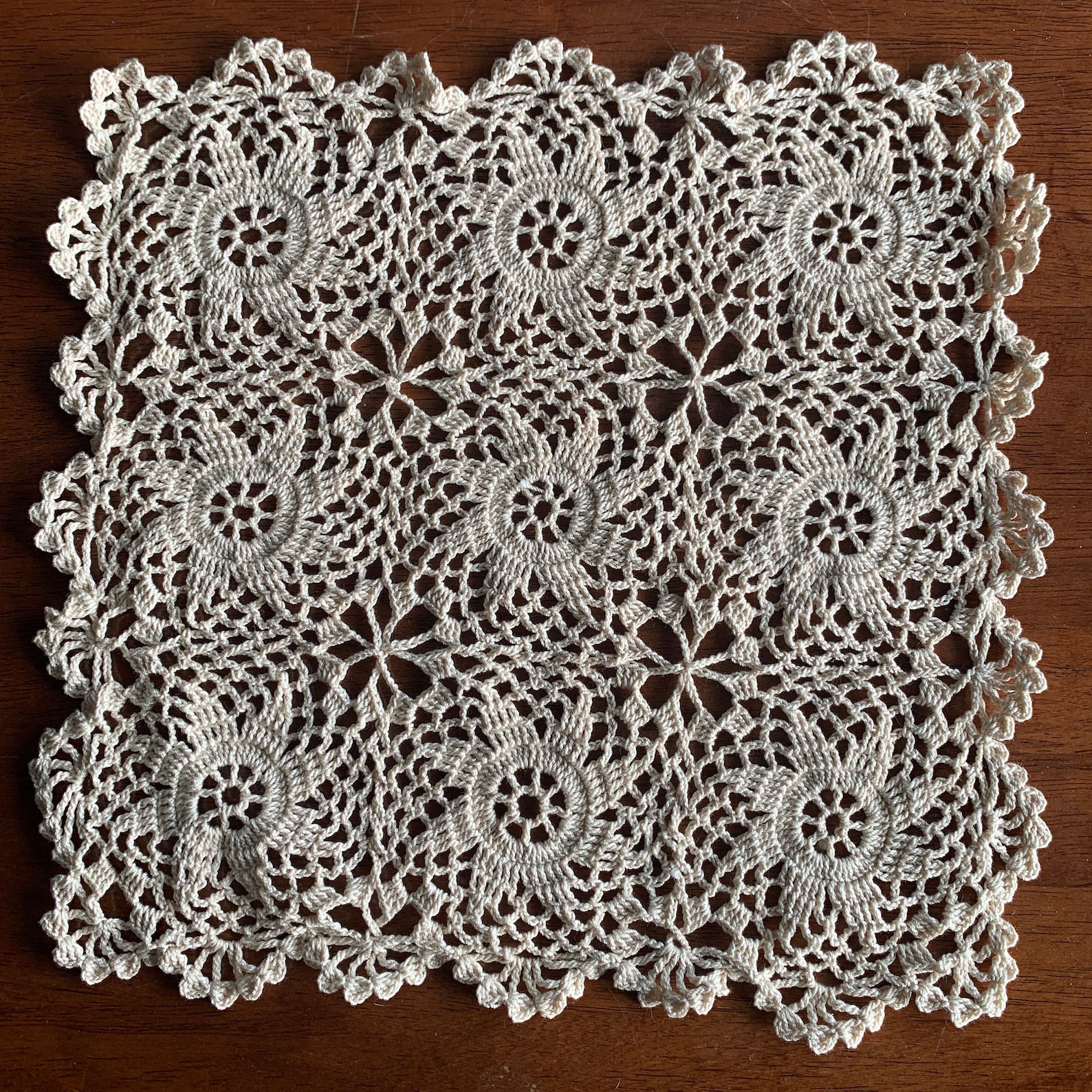 12 Inch Square Vintage Hand Crocheted Doily- Beige - Etsy