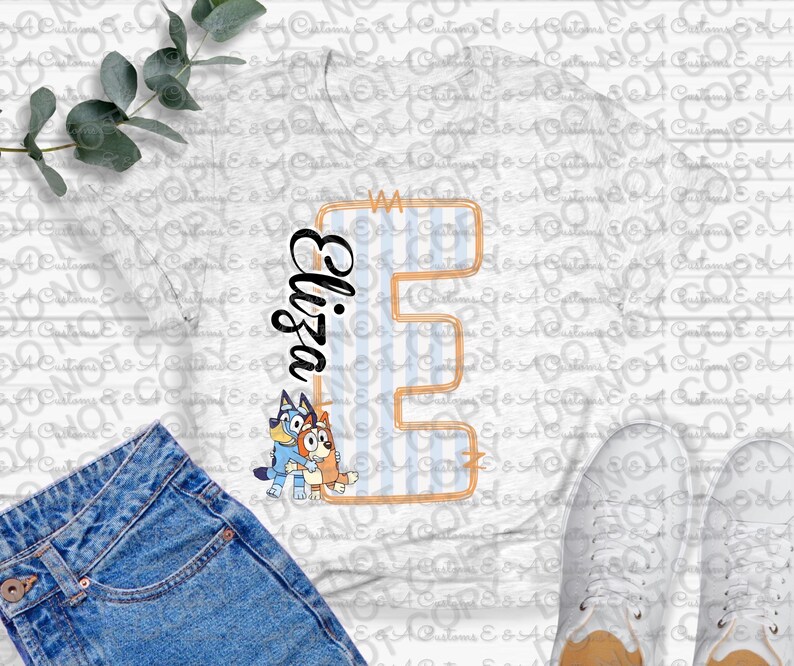 Bluey Name Orange Personalized Bluey Blue Dog - Etsy