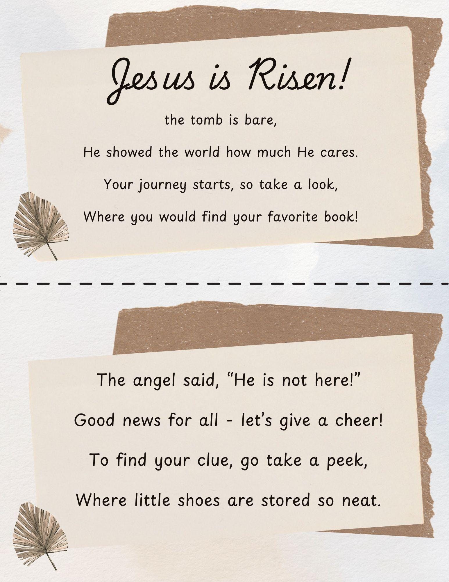 Christian Easter Scavenger Hunt for Kids | Printable Rhyming Clue Cards ...