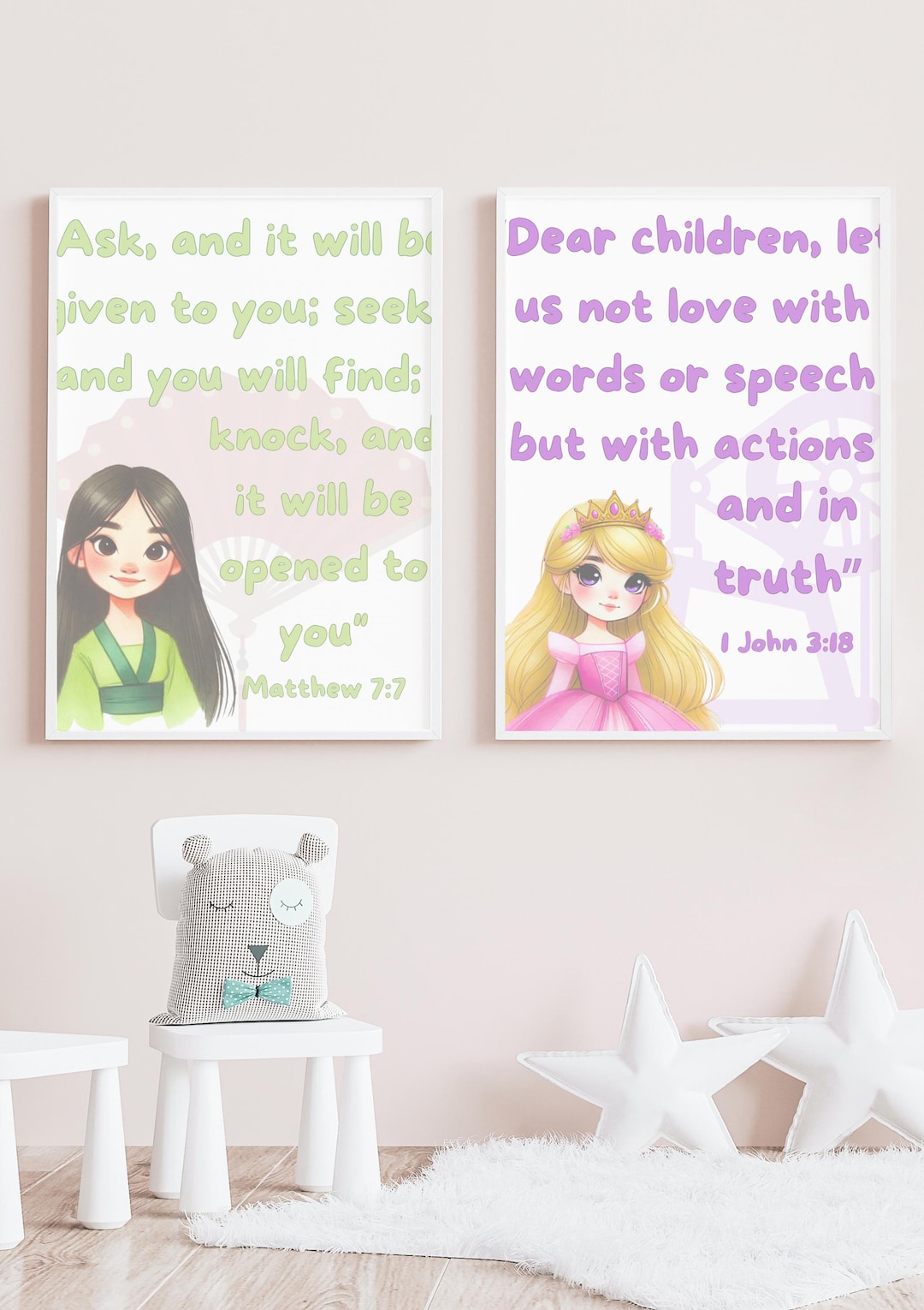 Set of 6 Princesses Bible Verses, DIGITAL DOWNLOAD, Baby Girl Bedroom ...