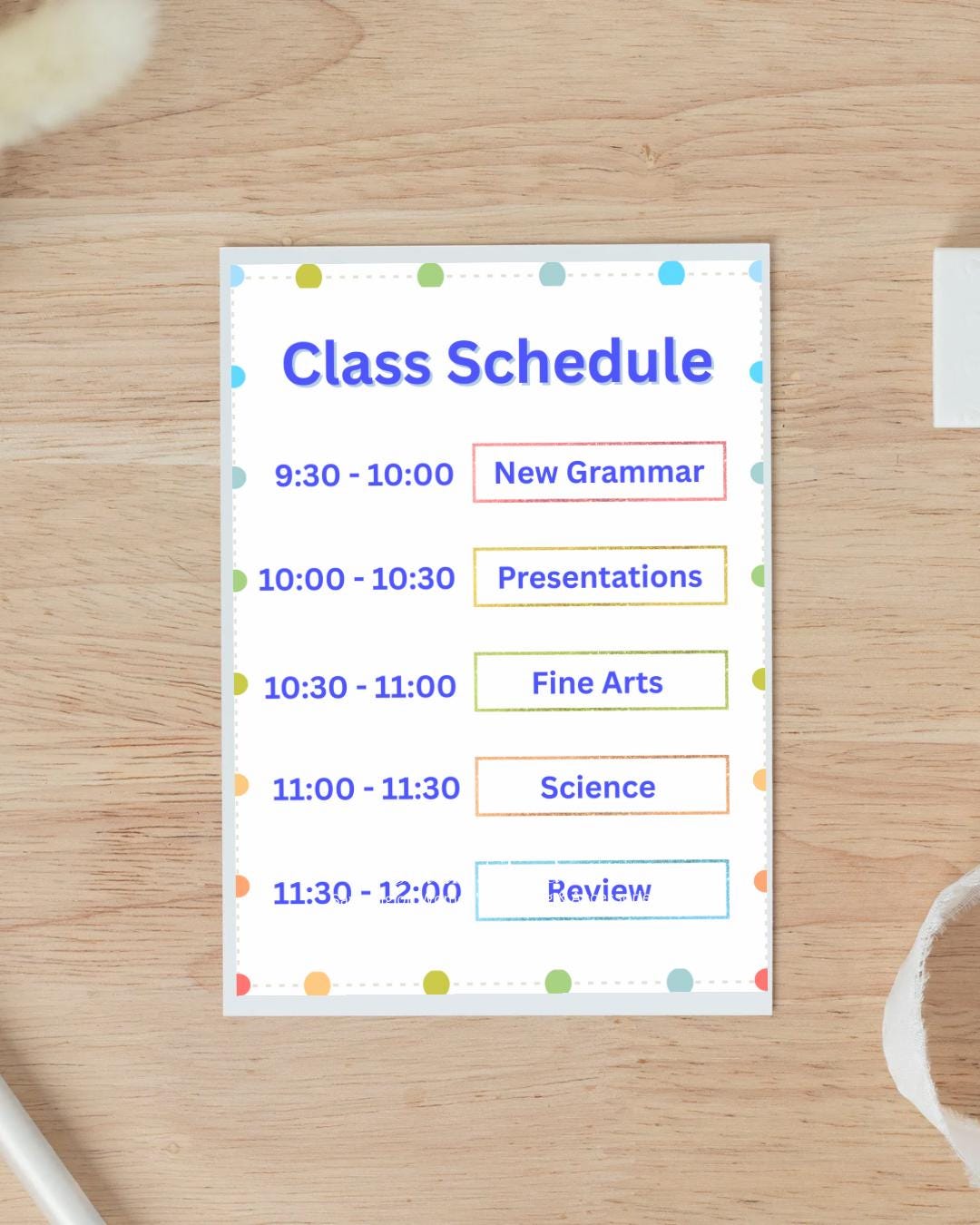 Classical Conversations Class Schedule Printable | CC Tutor Schedule ...