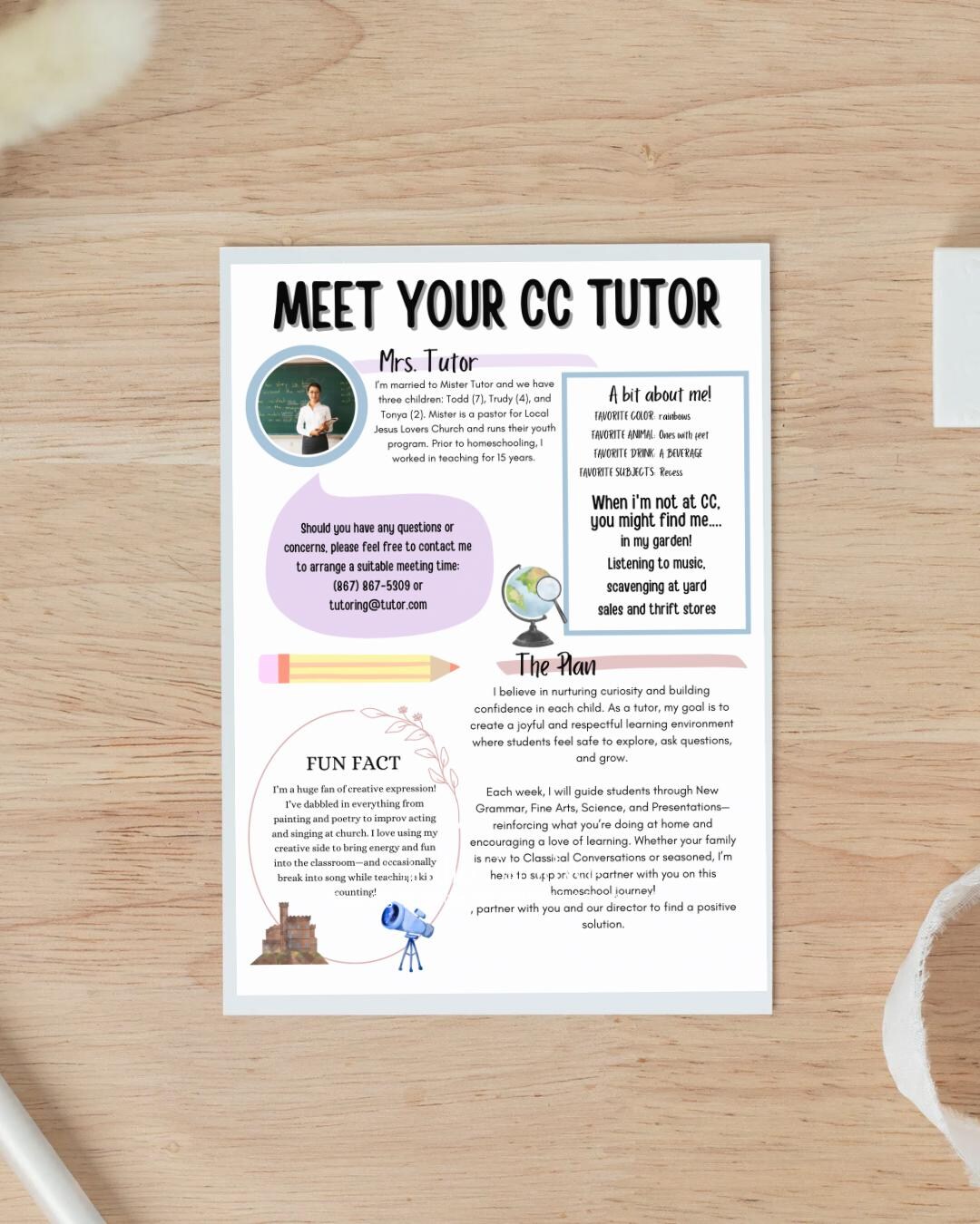 Editable Meet Your Tutor Flyer – Homeschool & Classical Conversations ...
