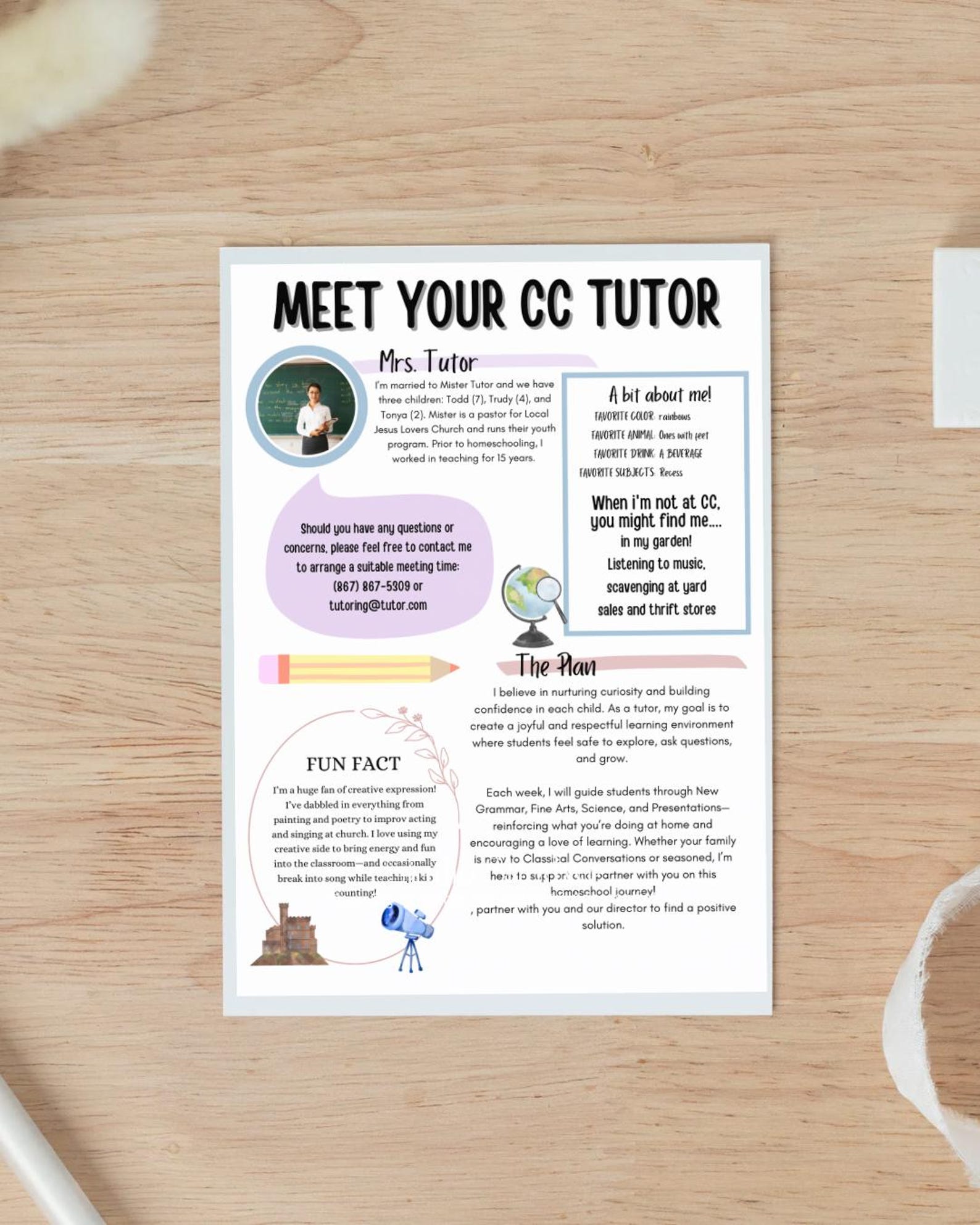 Editable Meet Your Tutor Flyer – Homeschool & Classical Conversations ...