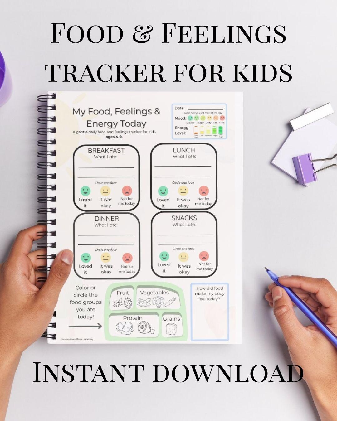 Kids Food and Feelings Tracker Printable | Homeschool Health Chart (PDF ...