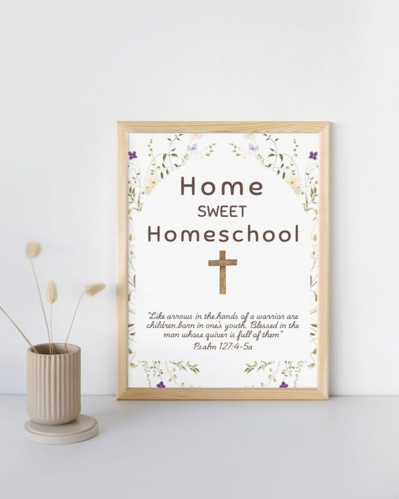 Printable Home Sweet Homeschool Wall Art | Watercolor Wildflower Decor ...
