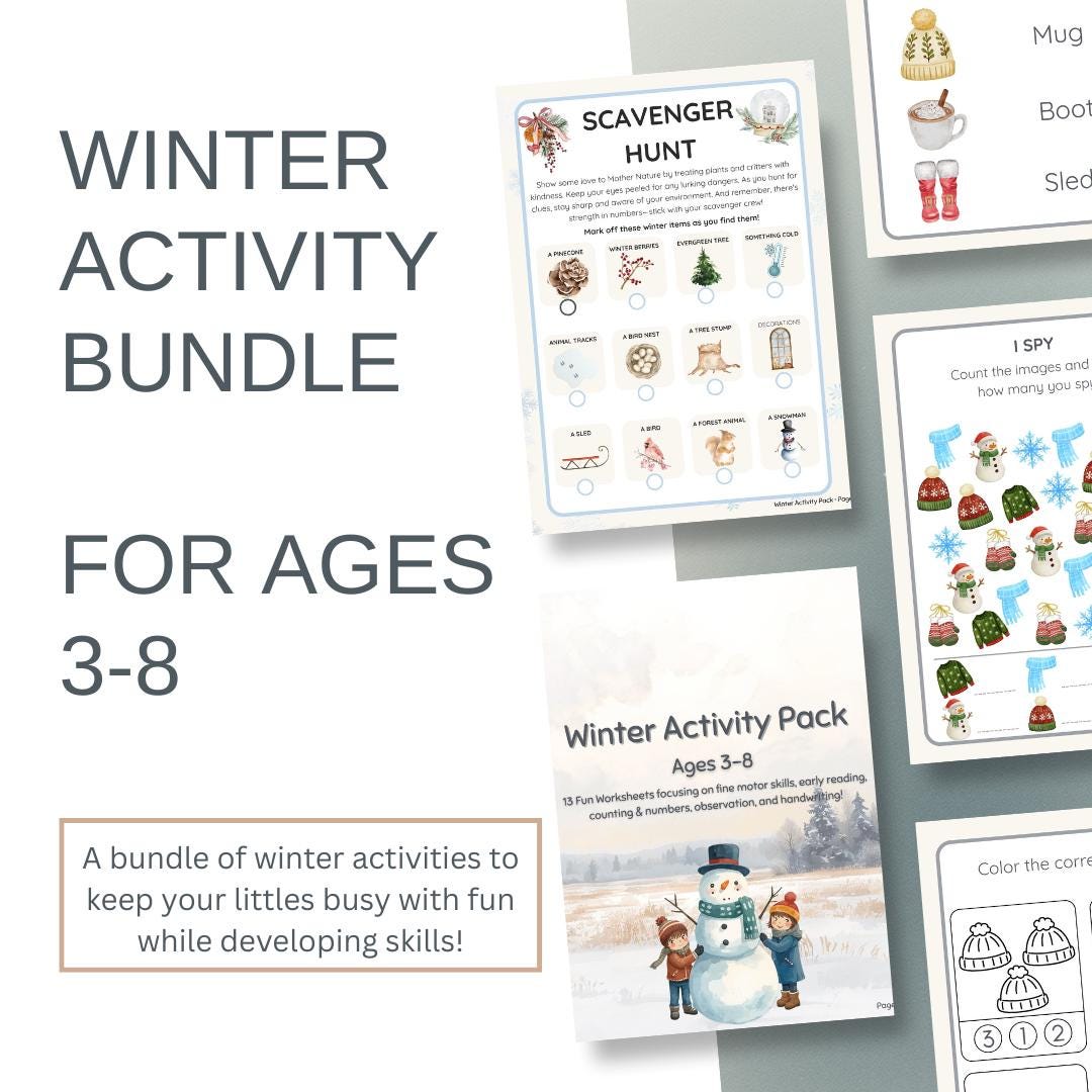 Winter Activity Pack for Kids | Printable Games & Worksheets (PDF) - Etsy