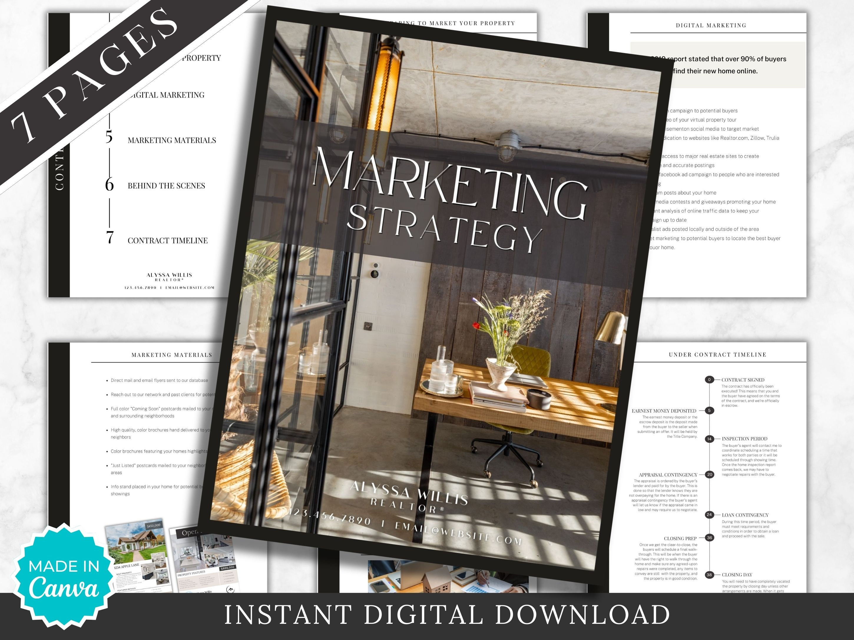 Real Estate Listing Marketing Plan - Canva Template (digital Download ...