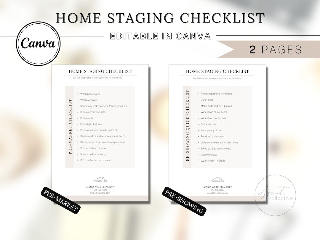 Home Staging Checklist, Showing Checklist, Staging Guide, Photography ...