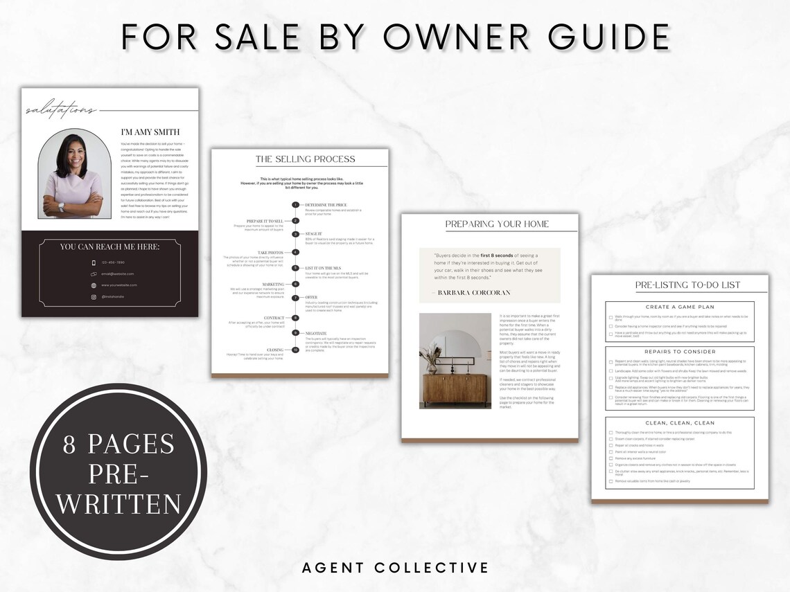 Real Estate for Sale by Owner Guide, FSBO Template, Real Estate Handout ...