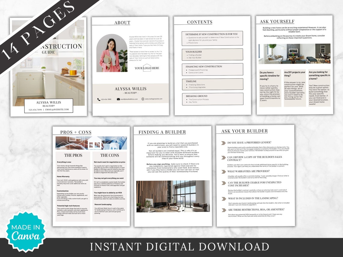 New Construction Guide for Home Buyers, Real Estate Packet, Home ...