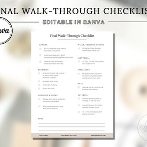 Final Walk Through Checklist, Walkthrough Checklist, Closing Guide ...
