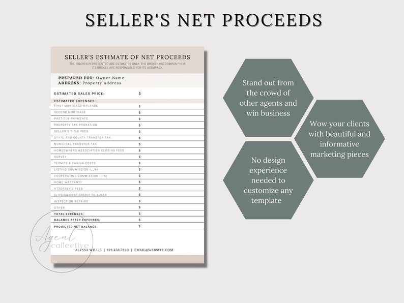 Realtor Seller Net Sheet: Closing Cost Canva Template (instant Download ...