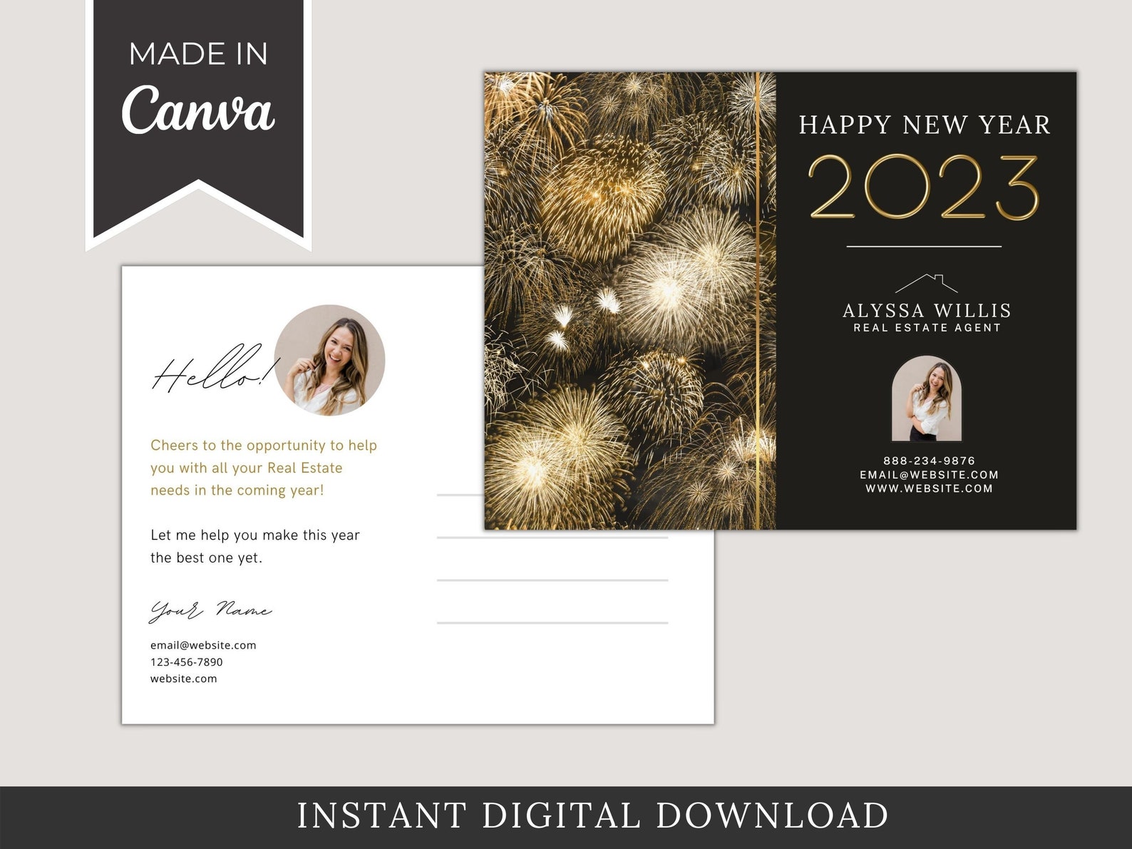 Real Estate Happy New Year Card: Realtor Marketing (digital Template ...