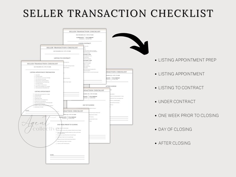 Real Estate Seller Transaction Checklist: Detailed Agent Tracker (canva ...