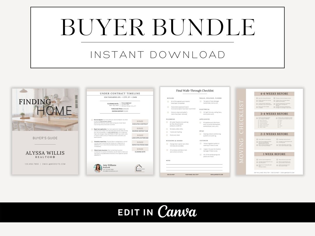 Real Estate Buyer Bundle, Buyer Packet, Real Estate Marketing, Realtor ...