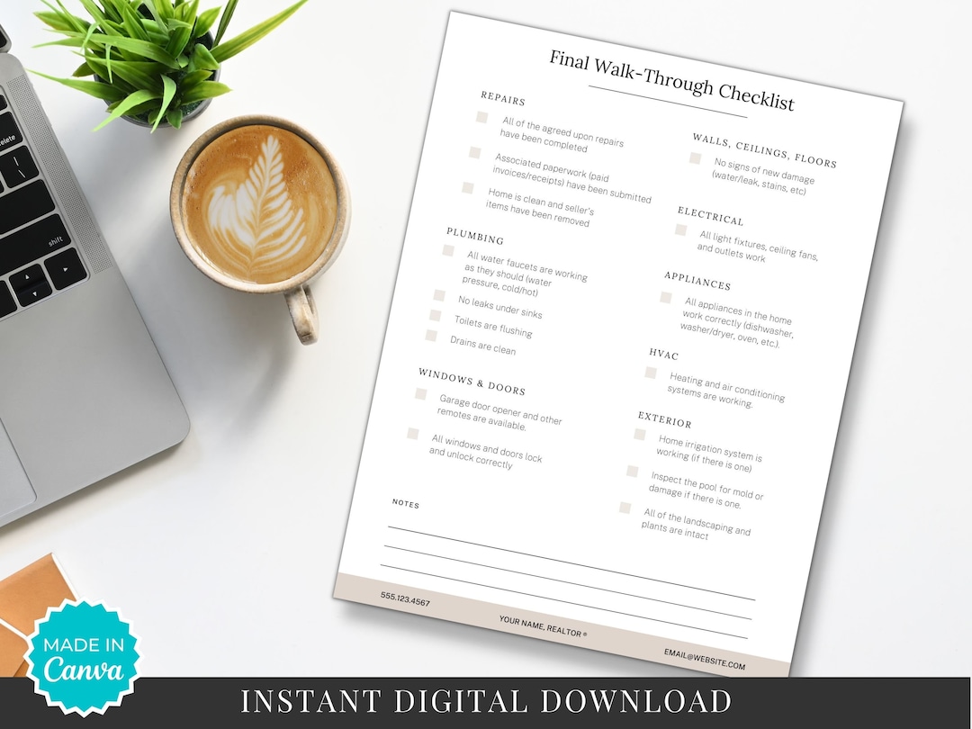 Final Walk Through Checklist, Walkthrough Checklist, Closing Guide ...