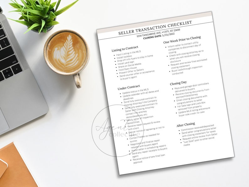 Seller Transaction Checklist - Simple, Listing Agent Checklist, Sellers ...
