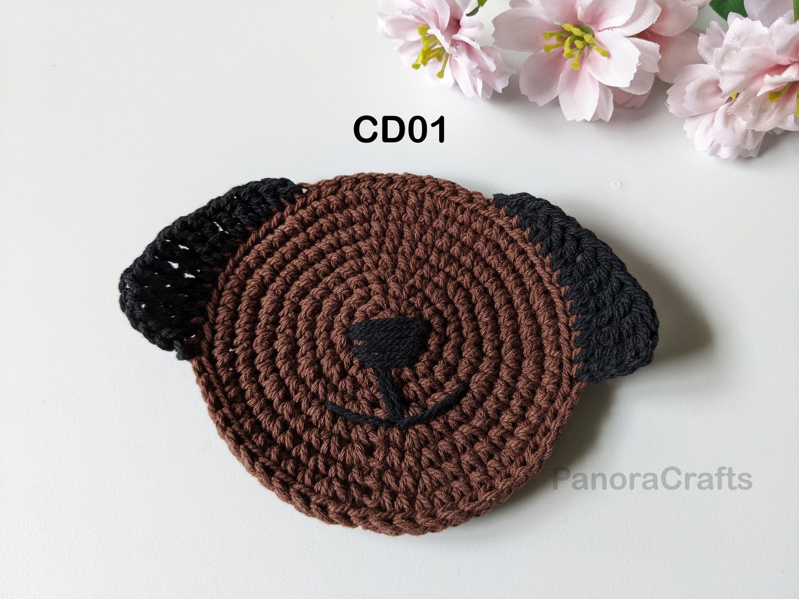Crochet Dog Coasters Set (2 Pieces/set)handmade From Cotton Yarn, Dog ...
